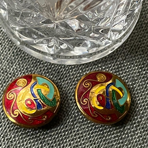 Jewelry | Celtic Kellys Design Hand Painted Enamel Clip Earrings From ...